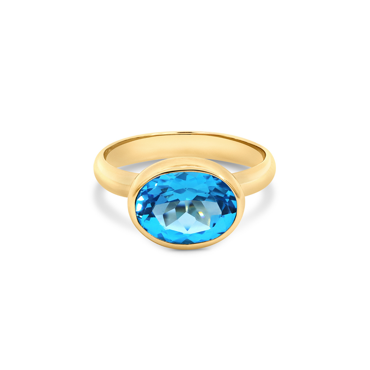 9ct Yellow Gold Oval Blue Topaz Bezel Set Ring – My Jewellery Shop