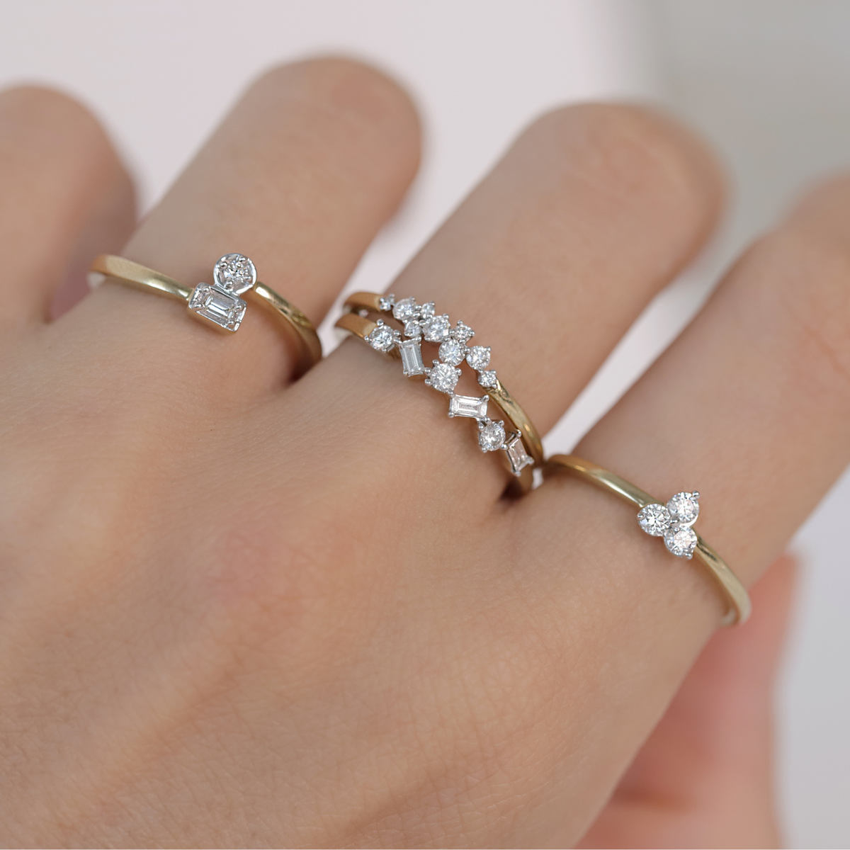 9ct Yellow Gold 3 Diamond Set Fine Ring | My Jewellery Shop