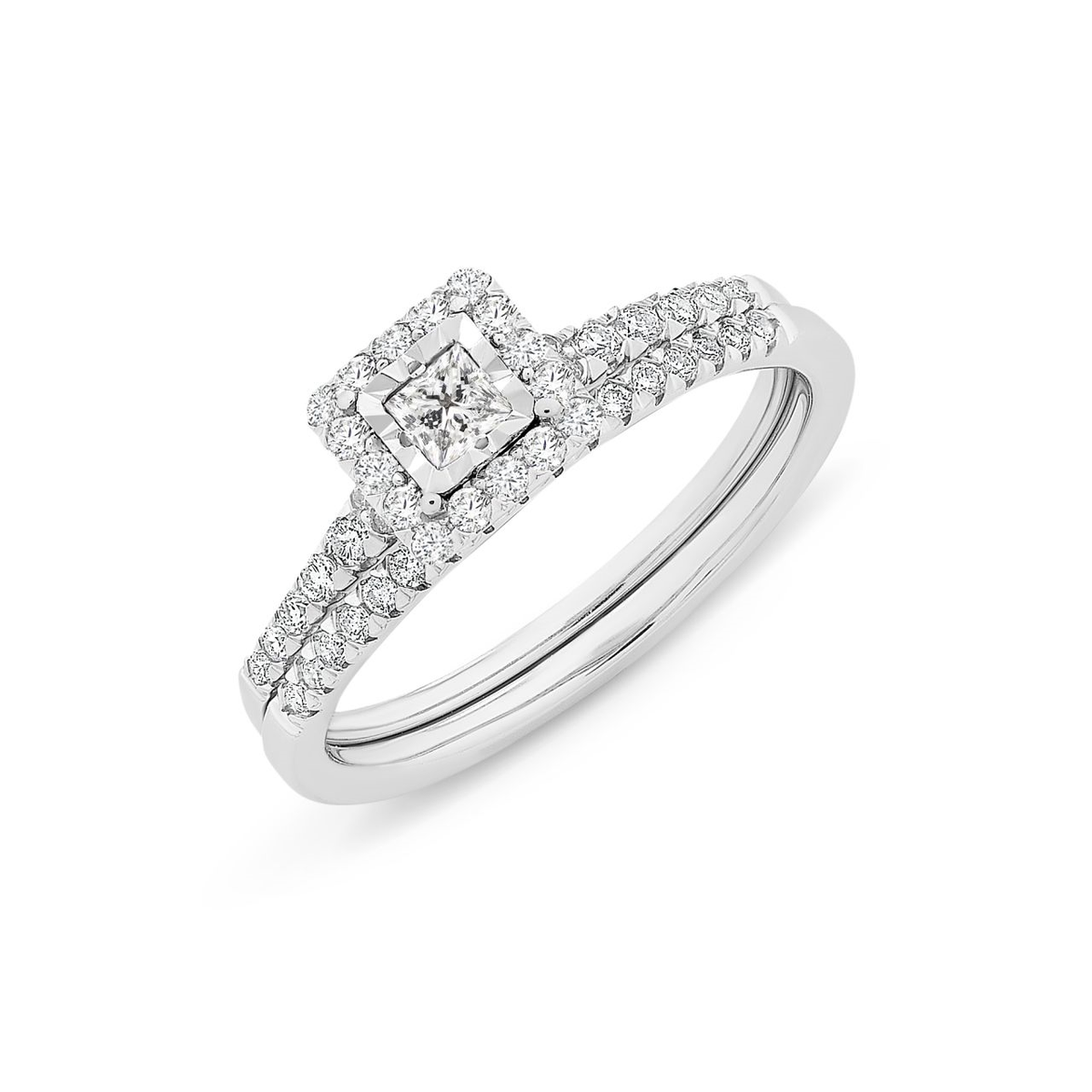 9ct White Gold Square Diamond Bridal Set – My Jewellery Shop