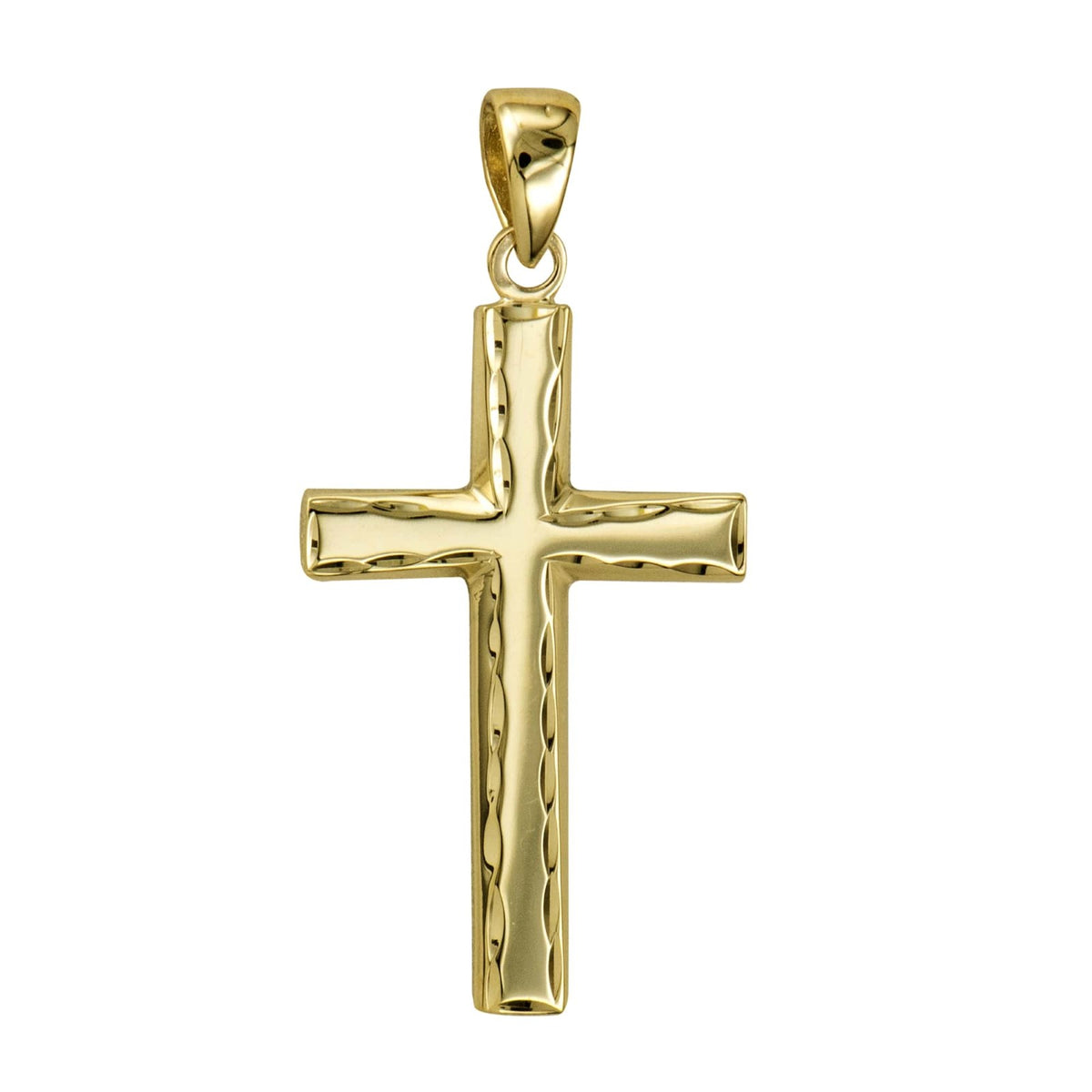 9ct Yellow Gold Hollow Cross With Faceted Edge – My Jewellery Shop