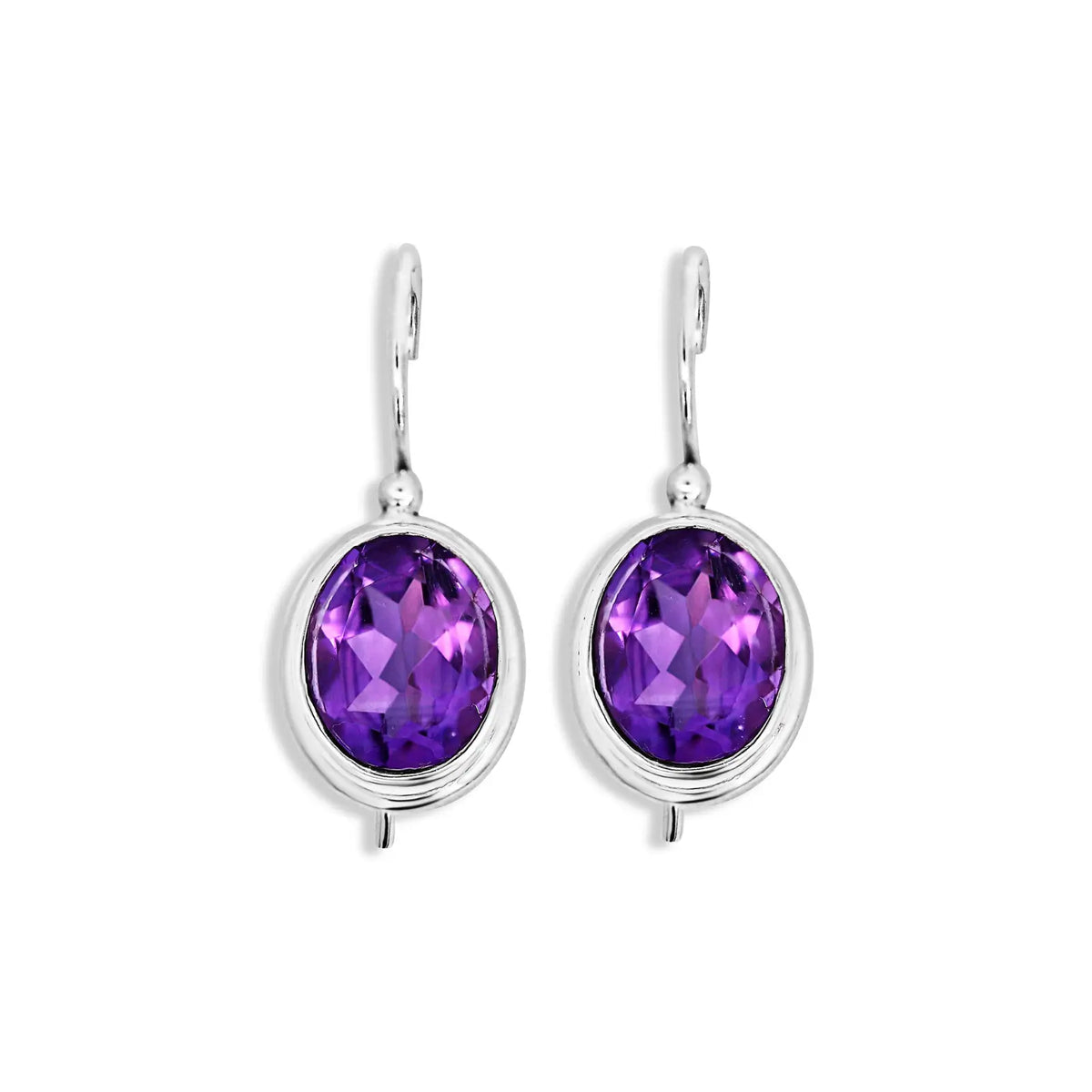 Sterling Silver Oval Amethyst Euro Clasp Earrings – My Jewellery Shop