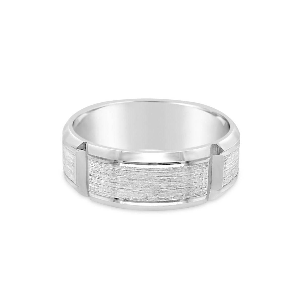 Men's Sterling Silver Faceted Brushed Centre Wedder – My Jewellery Shop