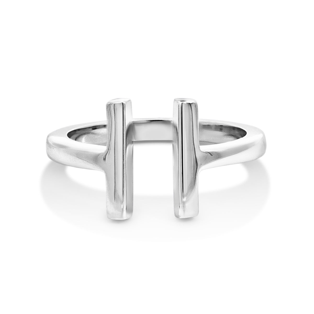 9ct White Gold Polished Open T Bar Ring – My Jewellery Shop